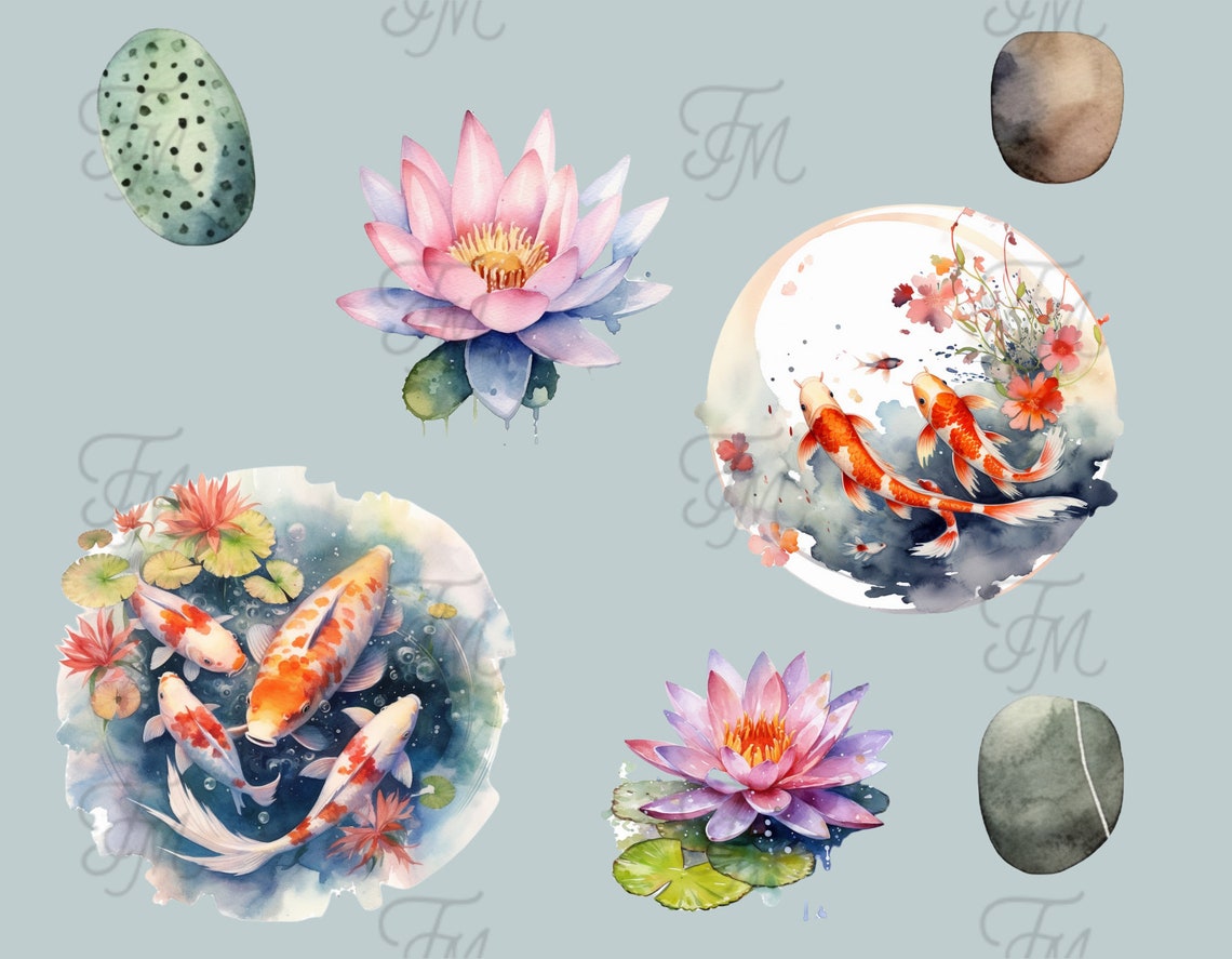 Watercolor Koi Fish Clipart Koi Fish Clip Art Koi Fish - Etsy