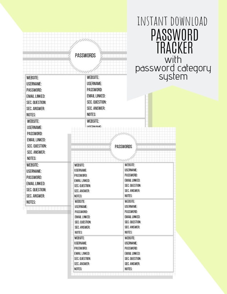 Minimalist Password Tracker - Instant Download - Password Tracker ...