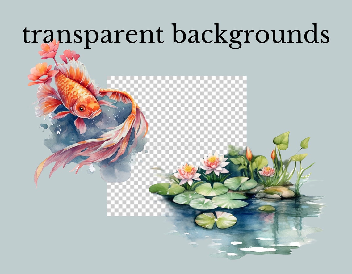Watercolor Koi Fish Clipart Koi Fish Clip Art Koi Fish - Etsy