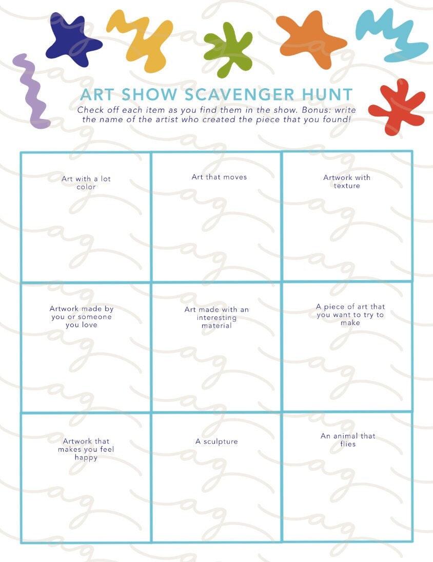 Art Show Scavenger Hunt | Digital Download | Printable - Etsy