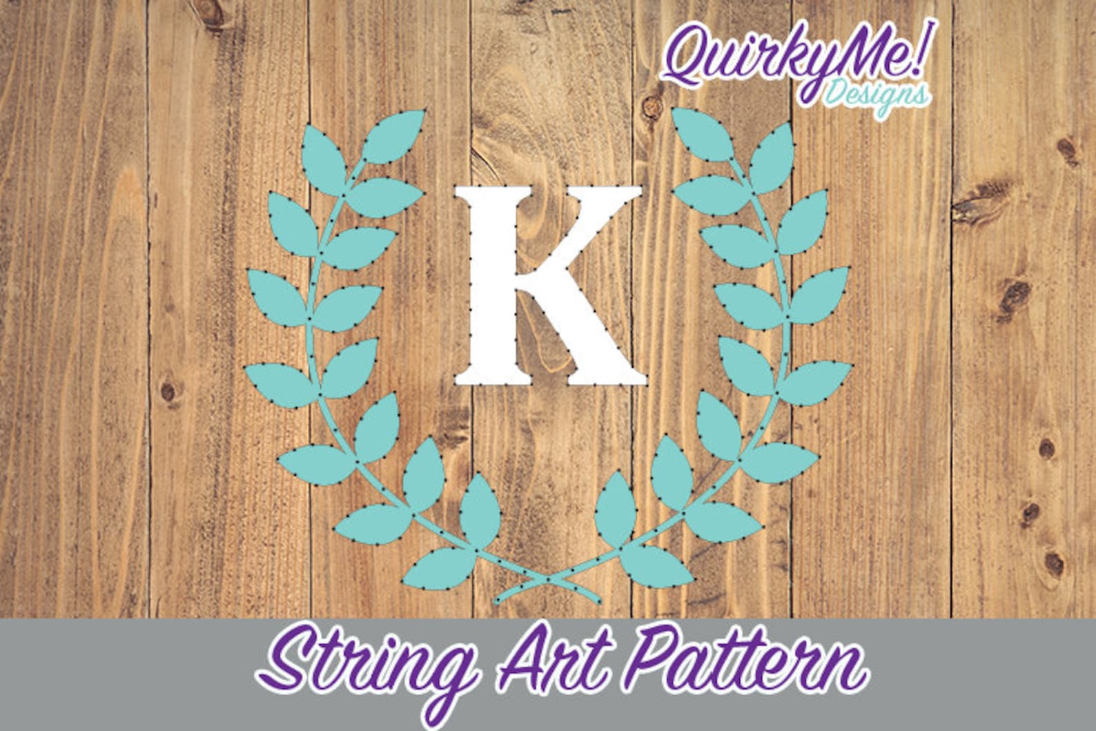 String Art Pattern - Laurel Wreath (letter K) 10x10 - Etsy