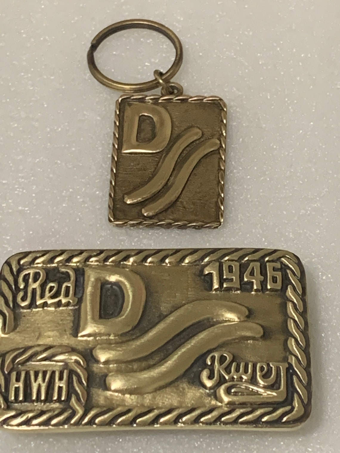 Set of BRASS John Wayne Red River D Key Chain and Matching Belt Buckle ...