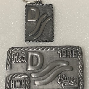Set of Silver/pewter John Wayne Red River D Key Chain and Matching Belt ...