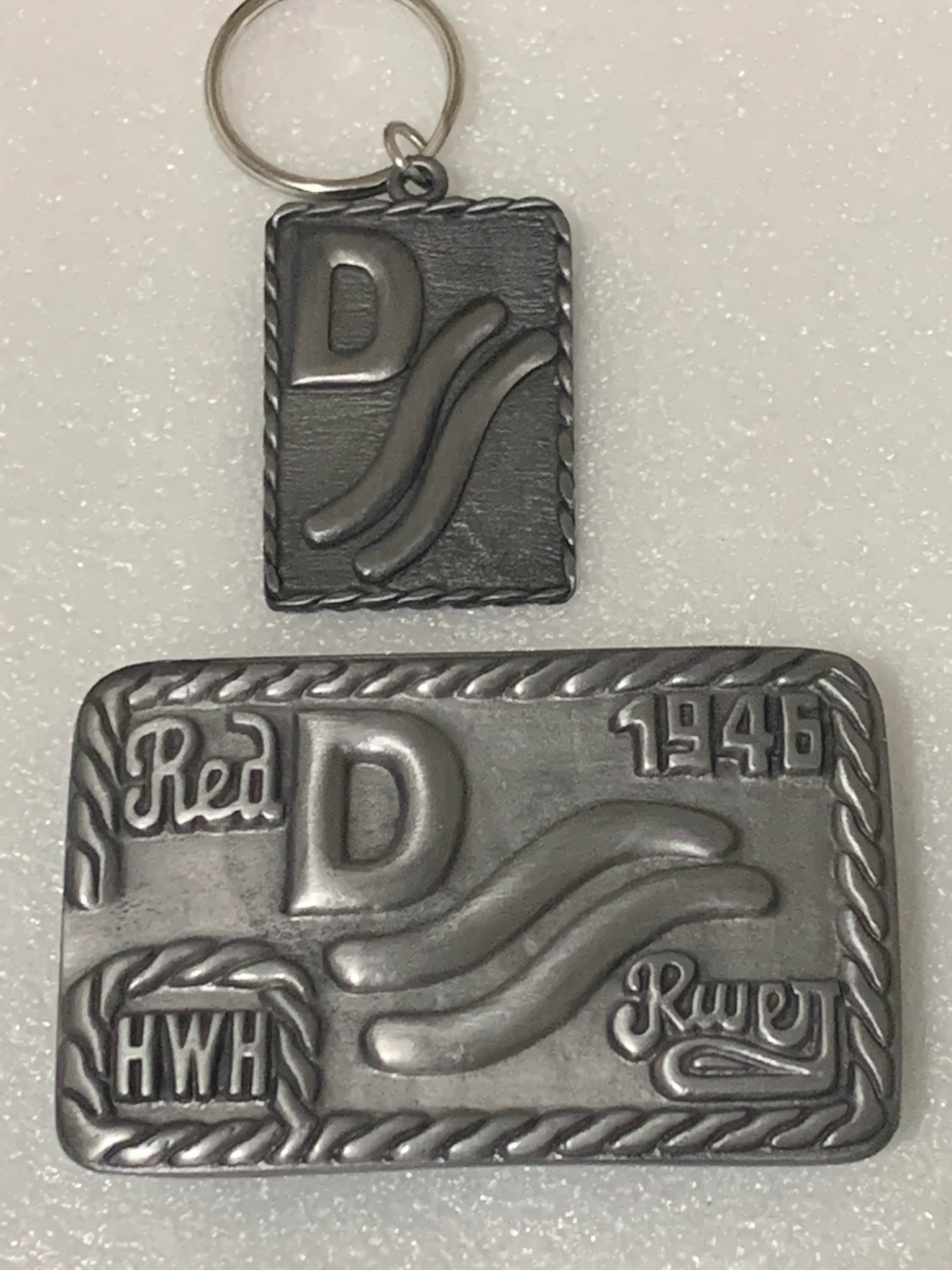Set of Silver/pewter John Wayne Red River D Key Chain and Matching Belt ...