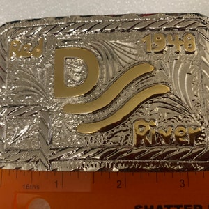 John Wayne Gold/nickel Red River D Belt Buckle Etched Scroll Western - Etsy
