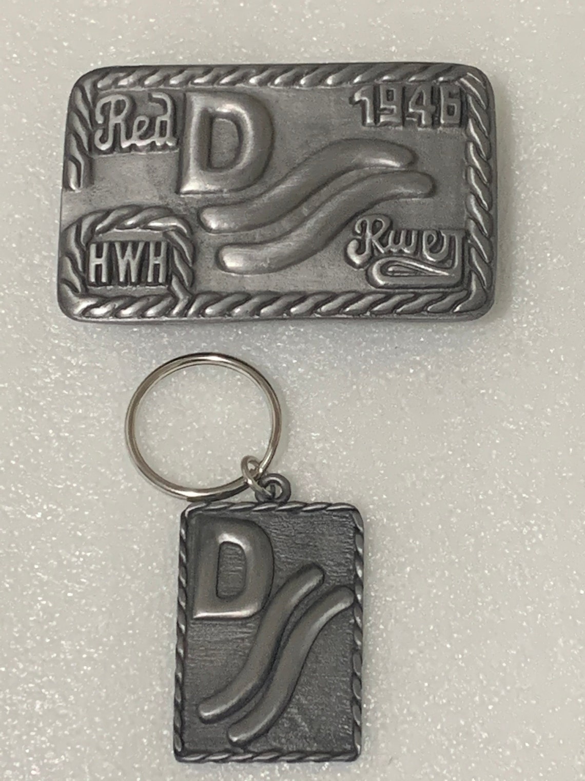 Set of Silver/pewter John Wayne Red River D Key Chain and - Etsy