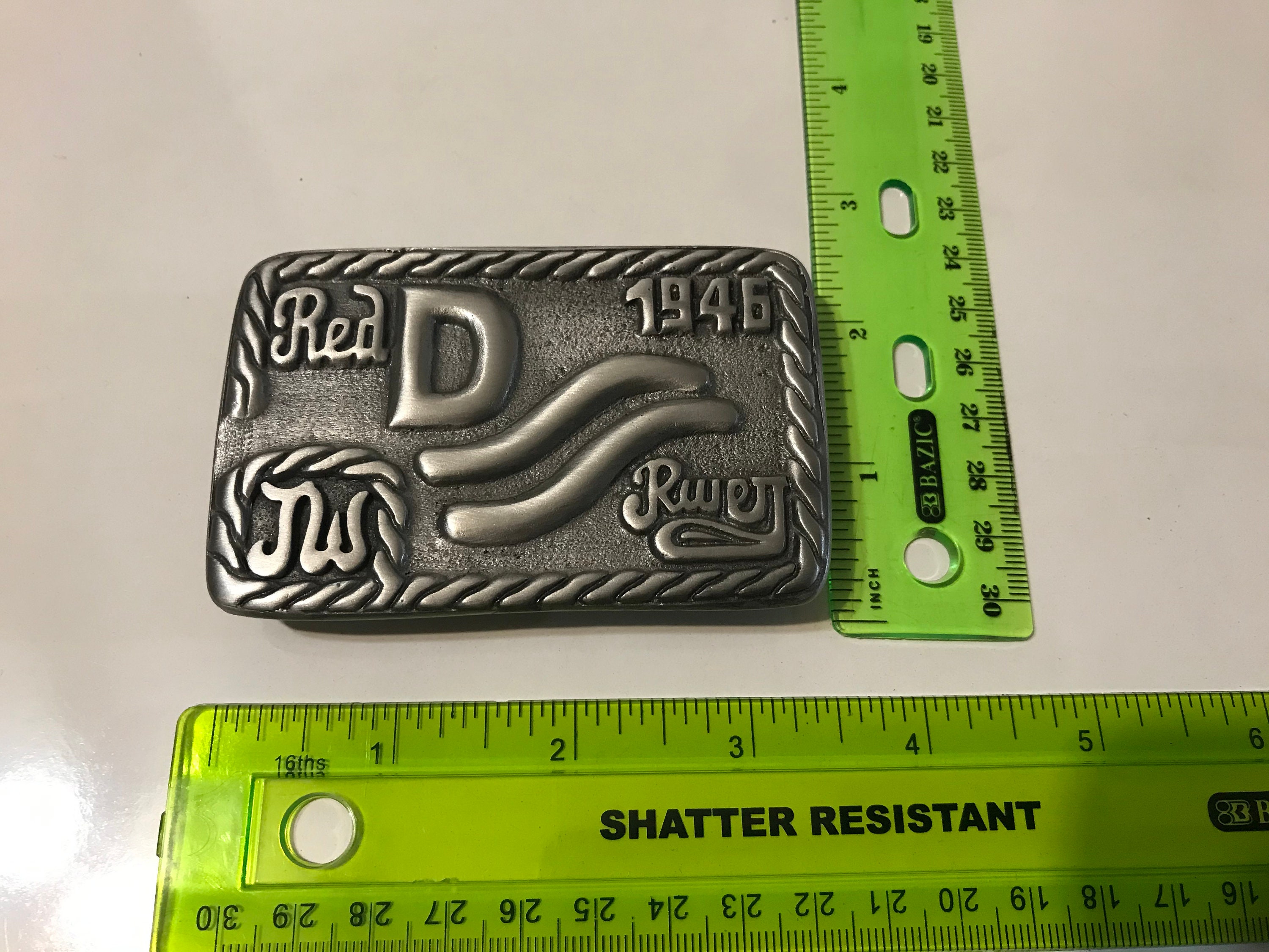 John Wayne JW INITIALS Pewter/gray Red River D Belt Buckle 1946 Movie ...