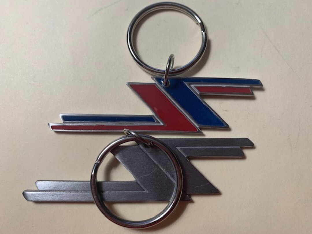 SET OF 2 ZZ Top Deep Blue and Red and A Plain Silver Key Chain Solid ...