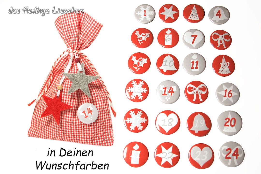 Buttons Advent Calendar Numbers Wish Colors Pins - Etsy