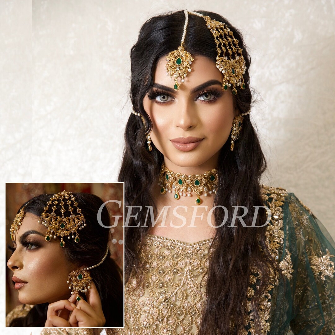 New Indian Pakistani Bengali Jewellery Set, Gold Plated Bridal ...
