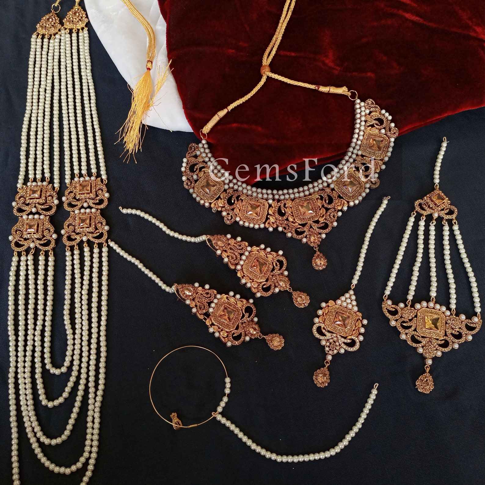 Handmade Indian Bridal Jewelley - Pakistani Jewellery - Gold Plated ...