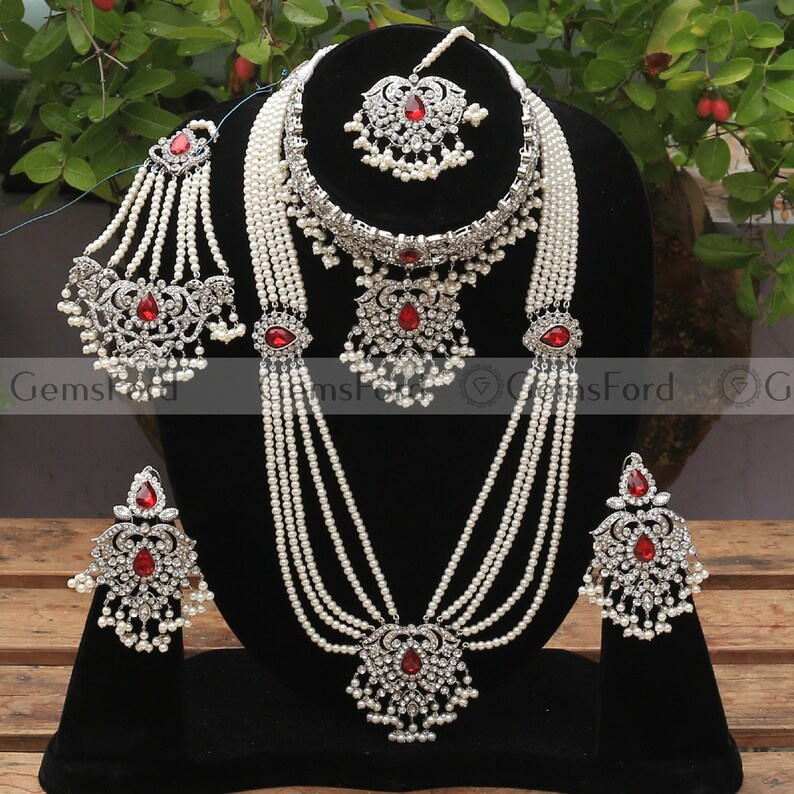 Handmade Indian Jewellery Set Pakistani Bridal Set Silver Plated ...