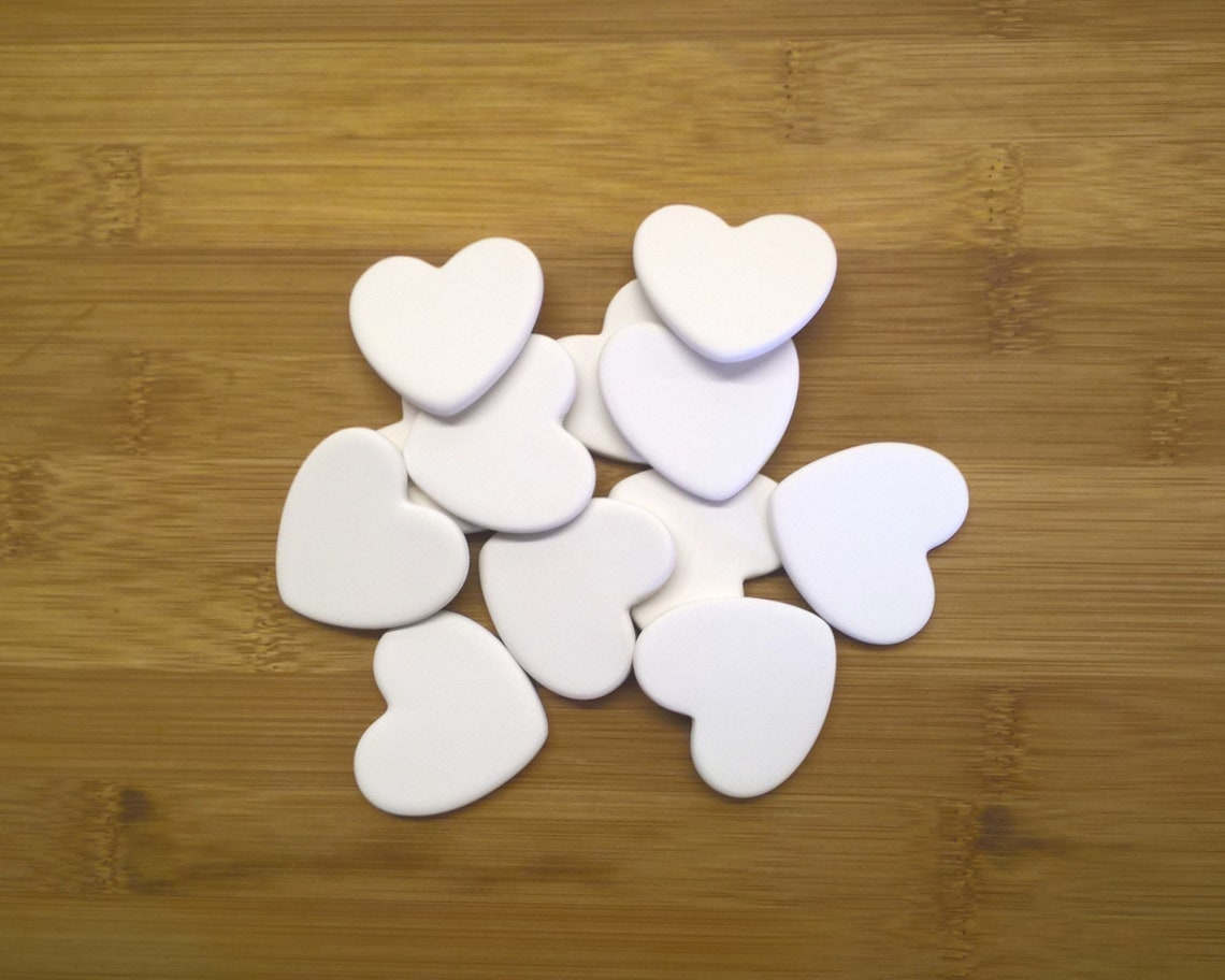 12 Ceramic Heart Tiles 4cm X 3.5cm. for Painting/decoupage/etc 'cold ...