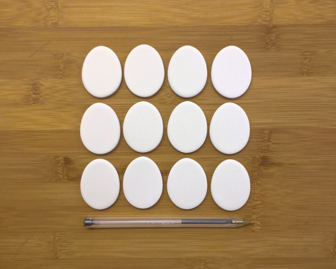 12 Oval 4.5cm X 3cm Ceramic Blank Tiles. for Painting/decoupage/etc ...
