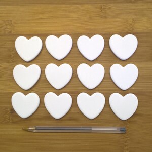 12 Ceramic Heart Tiles 4cm X 3.5cm. for Painting/decoupage/etc 'cold ...