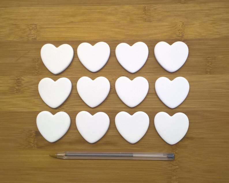 12 Ceramic Heart Tiles 4cm X 3.5cm. for Painting/decoupage/etc 'cold ...