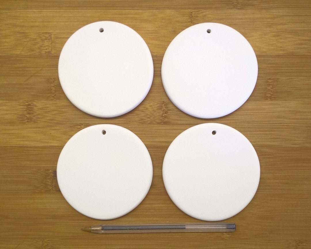 4 Round 9cm Ceramic Blanks. for Painting/decoupage/etc 'cold Finish' or ...