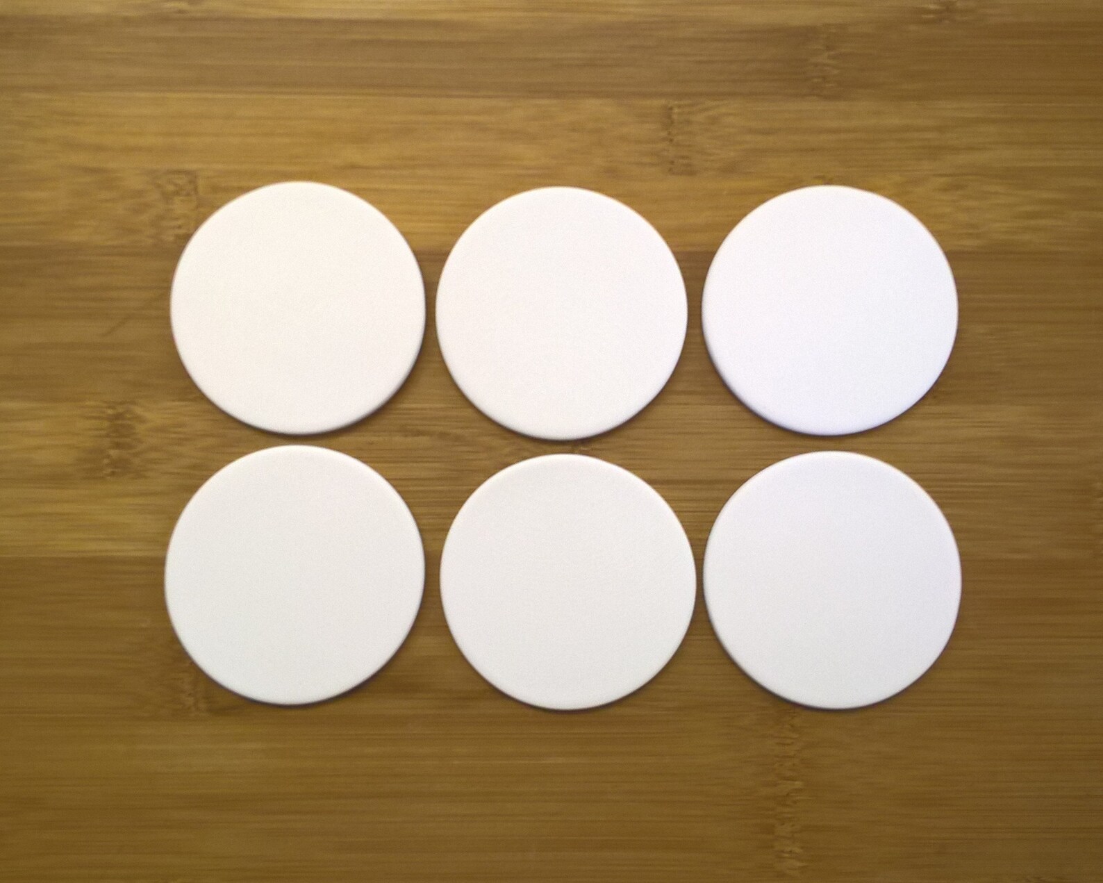 6 Round Ceramic 7cm Blank Tiles. Super Smooth Bright White Surface for ...