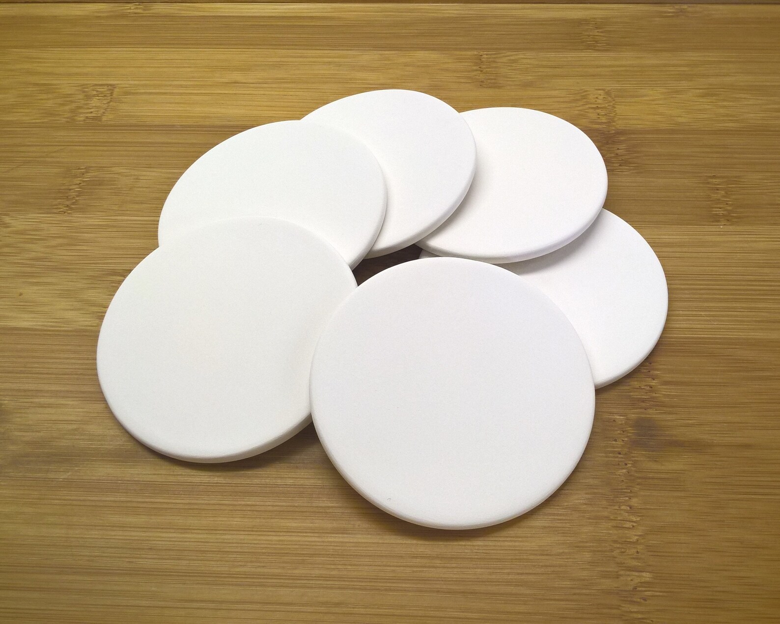 6 Round Ceramic 7cm Blank Tiles. Super Smooth Bright White Surface for ...