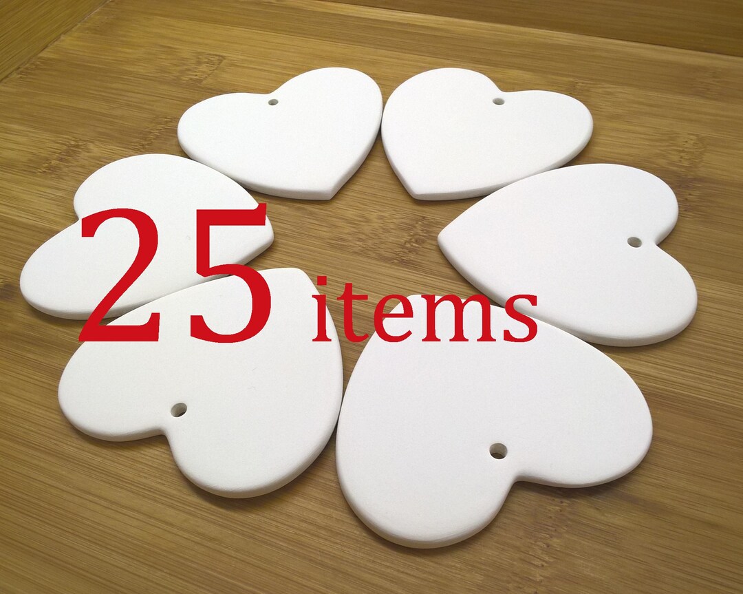 25 Ceramic Hearts 7cm X 7cm. for Painting/decoupage/etc 'cold Finish ...