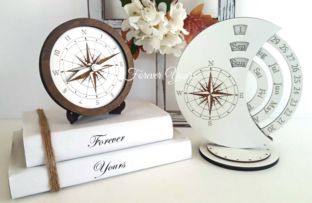 Compass Gift Set Perpetual Calendar and Clock Both With Beautifully ...