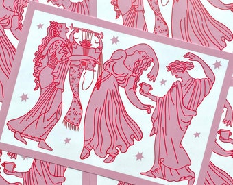 Dancing Ladies A4 Art Print - Etsy