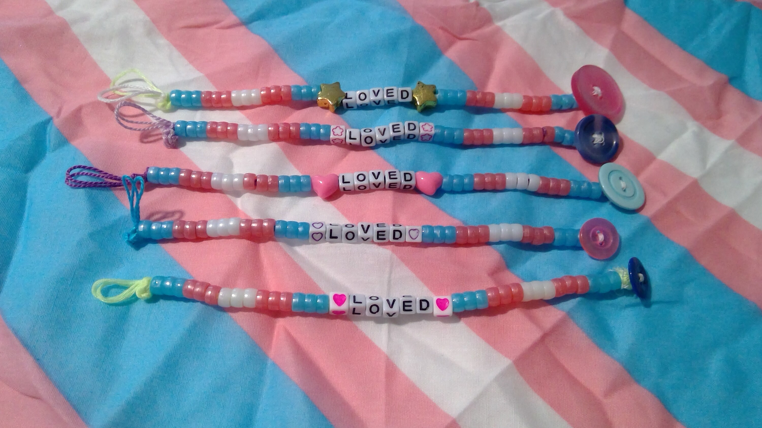 Transgender trans pride flag LOVED mini-kandi bead | Etsy