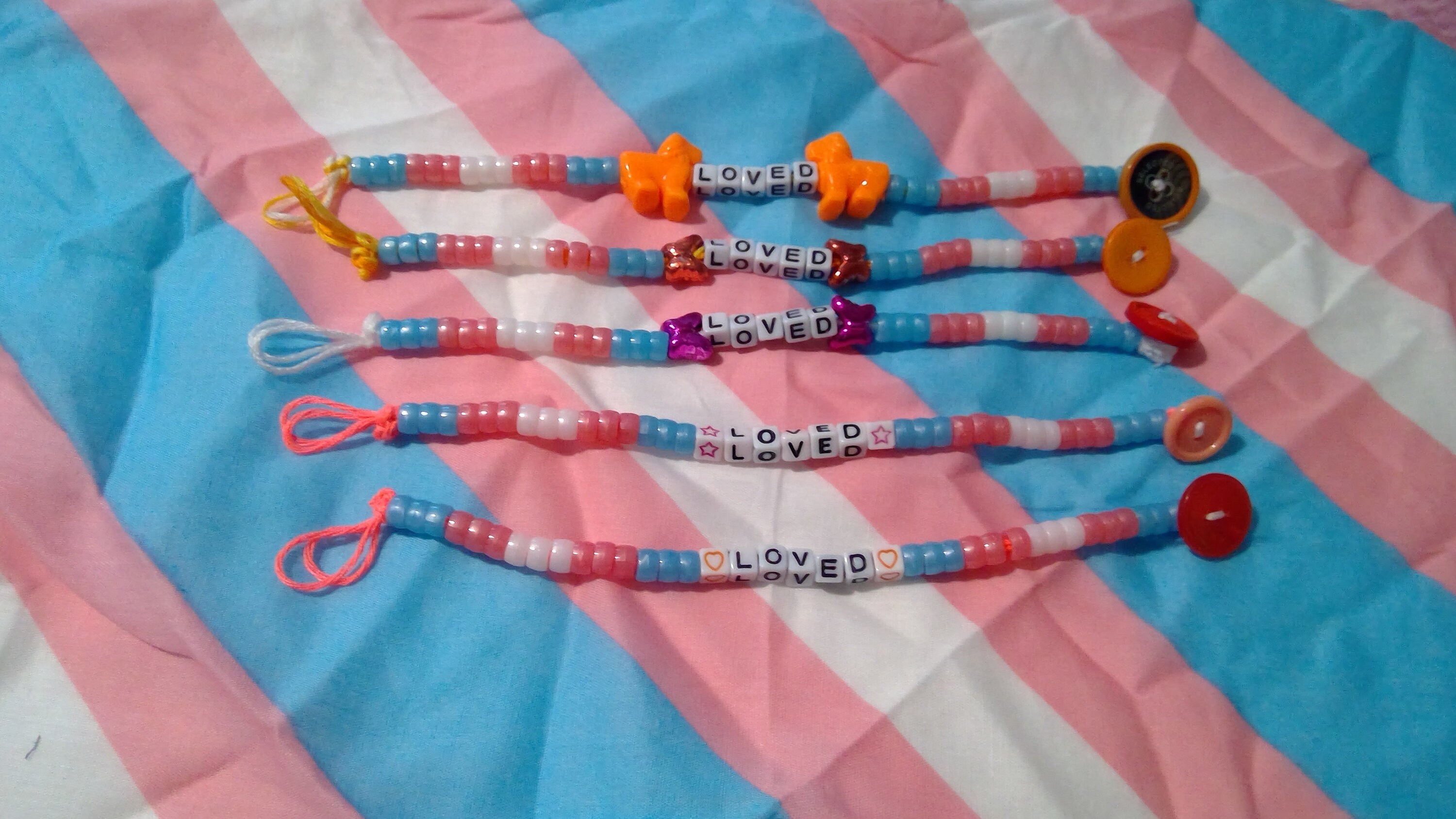 Transgender trans pride flag LOVED mini-kandi bead | Etsy