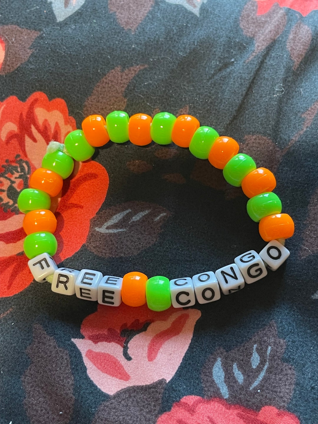 Green and Orange Irish Flag-inspired “free Congo” Kandi/pony Bead Rave ...