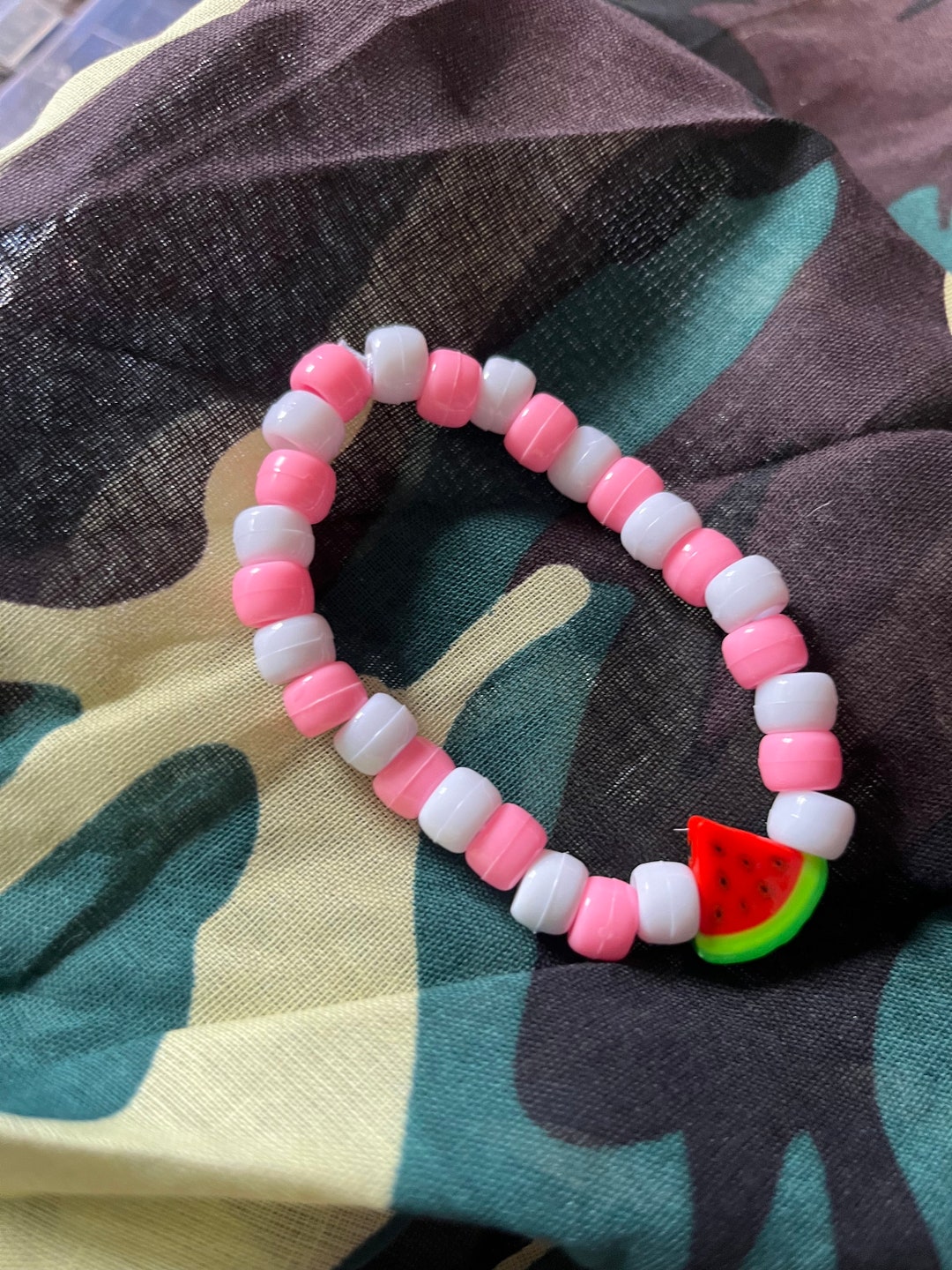 Subtle Palestine Solidarity Light Pink and White Summery Kandi Stretch ...
