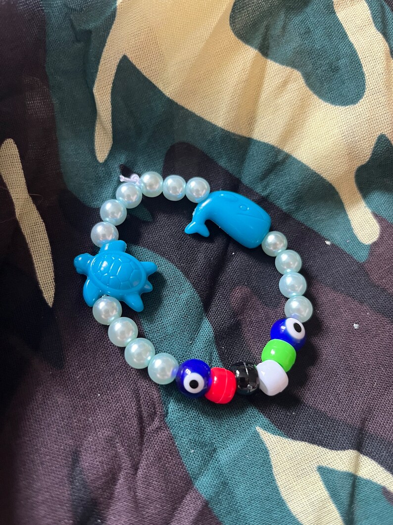 Light Blue Faux Pearls Sea-life Palestinian Solidarity Evil Eye Kandi ...