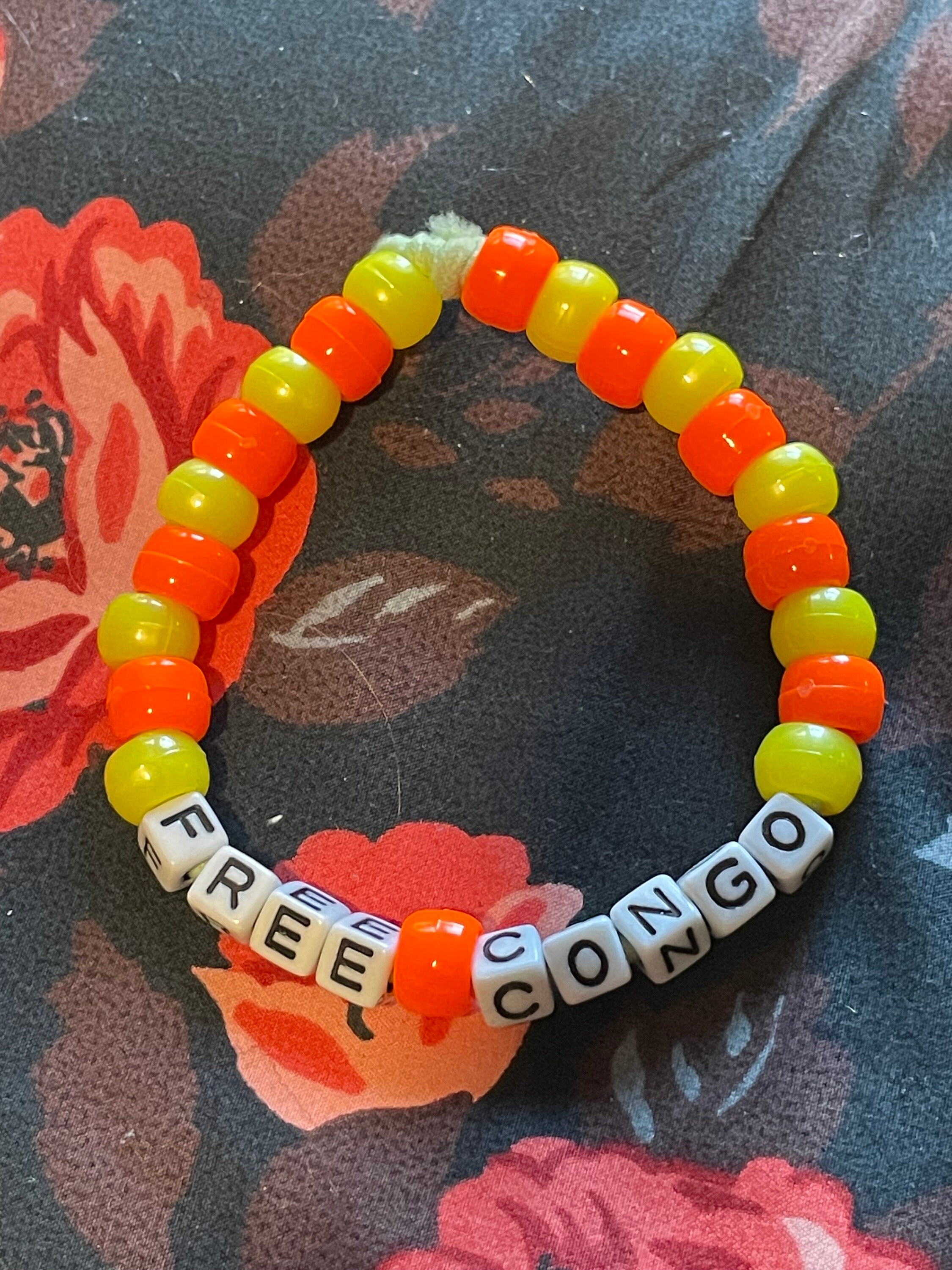 Yellow and Orange free Congo Kandi/pony Bead Rave Bracelet 100% of ...
