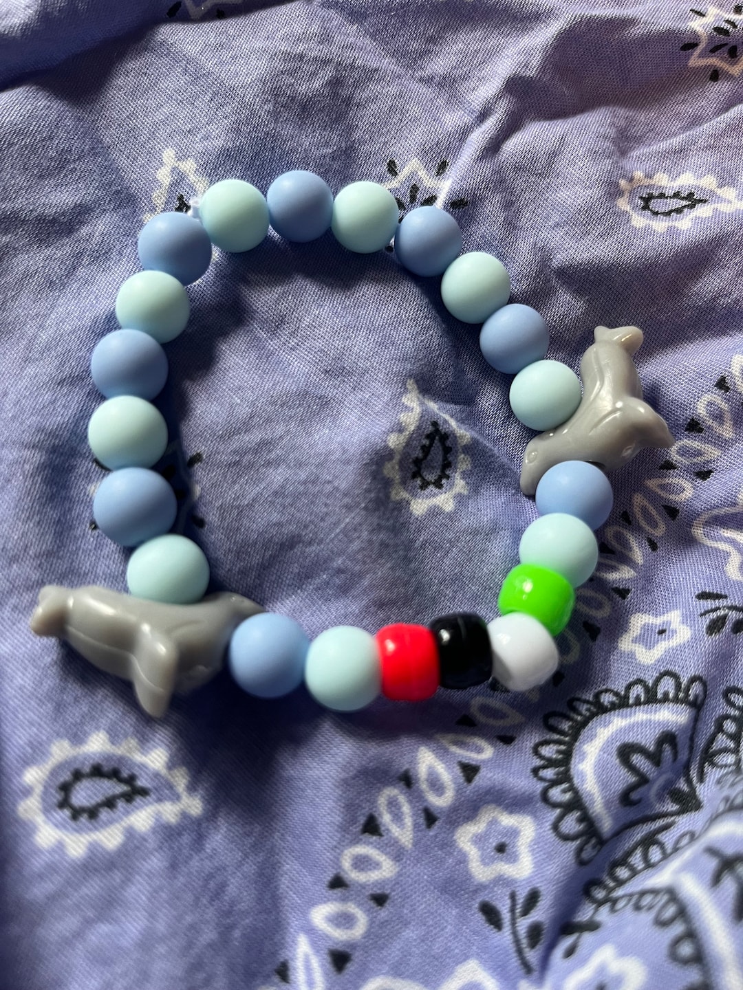 Palestine Solidarity Blue Spheres Kandi Stretch Bracelet With Sea Life ...