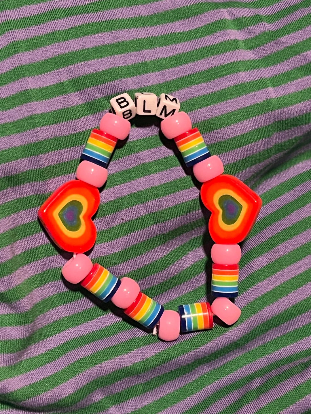 LGBTQ+ Pride-themed Pink BLM Black Lives Matter Kandi Raver Bracelet ...