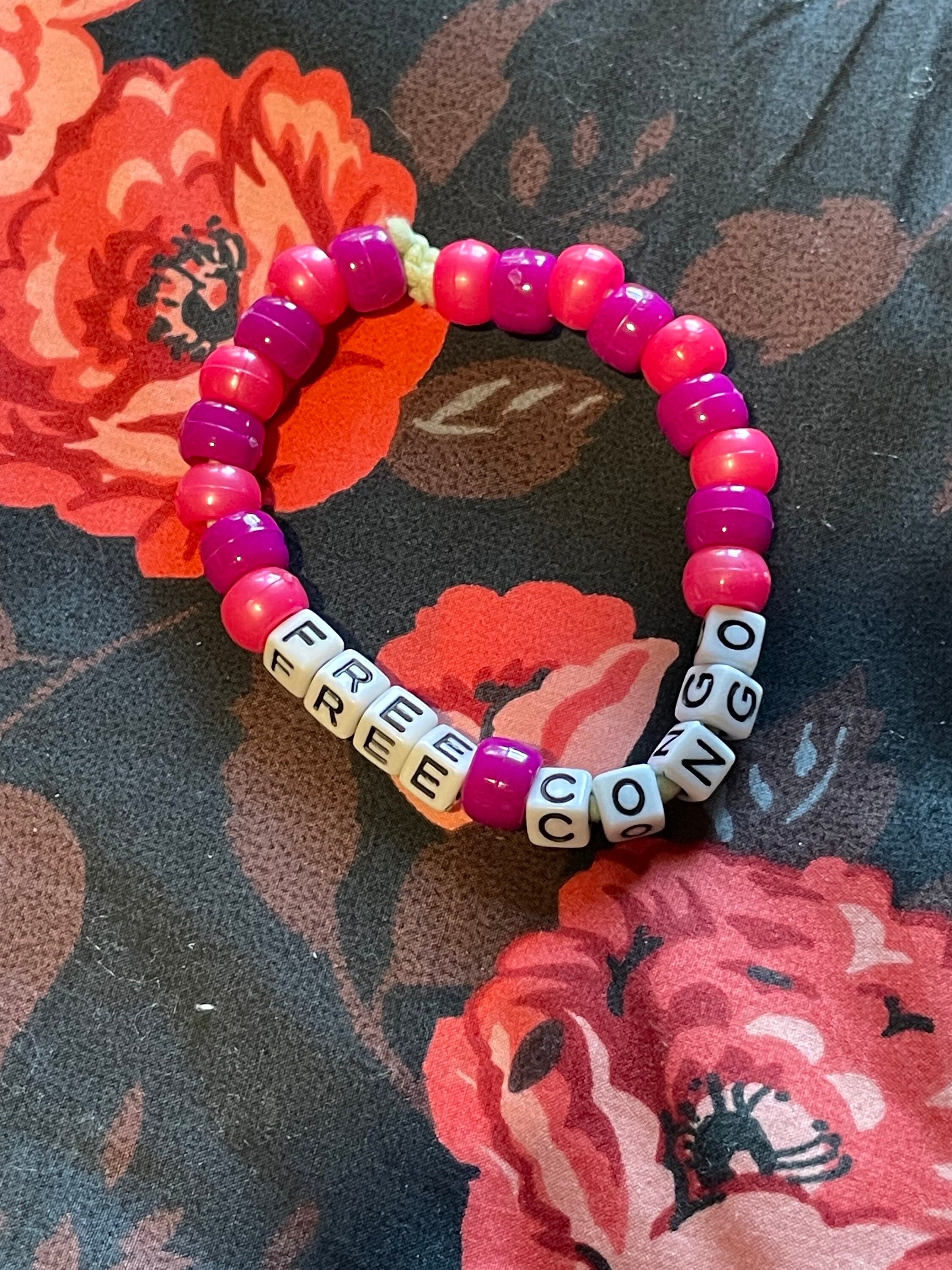 Pink and Purple “free Congo” Kandi/pony Bead Rave Bracelet - 100% of ...