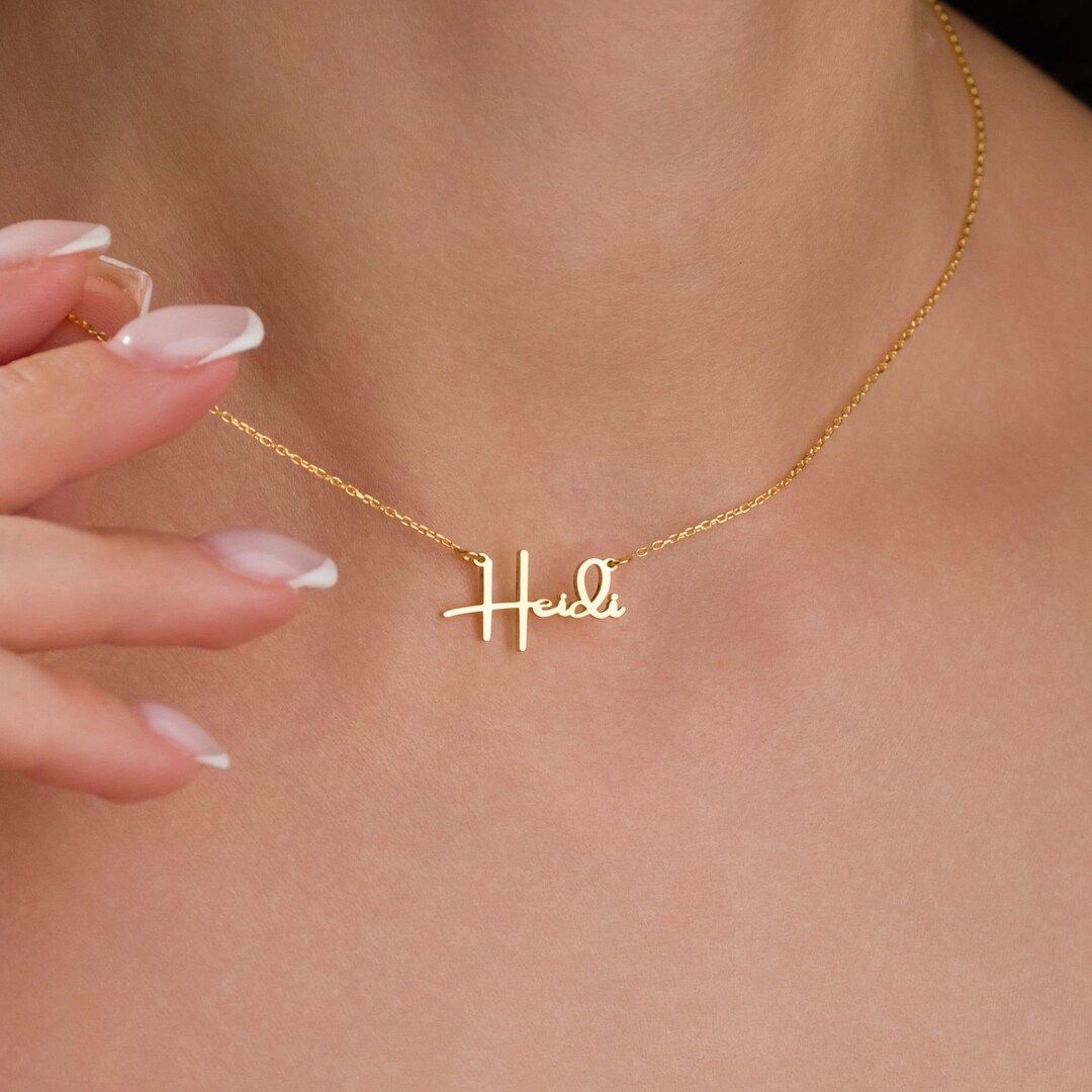 Tiny Name Necklace, Dainty Name Necklace, 14K Solid Gold Name Necklace ...