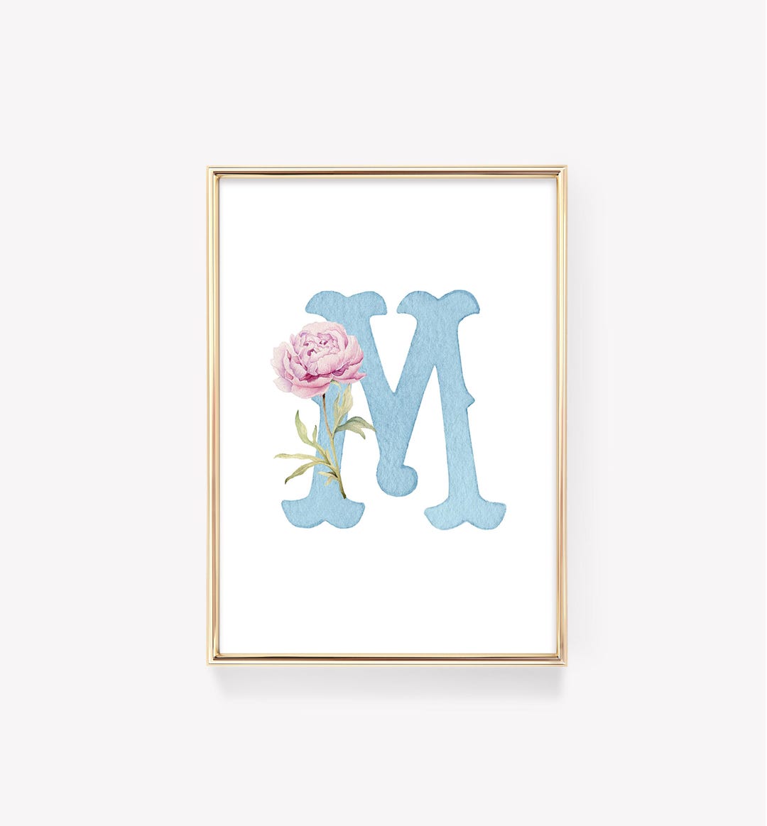 Birth Flower Initial Art - Custom Letter Print - Personalized Nursery ...