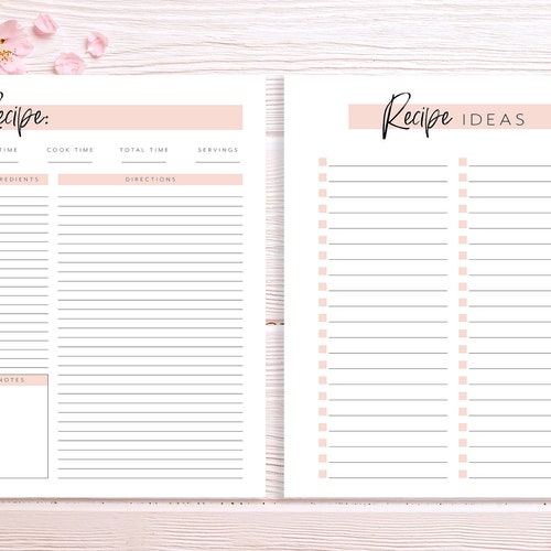 Recipe Sheet Printable Recipe Page Template Blank Recipe - Etsy