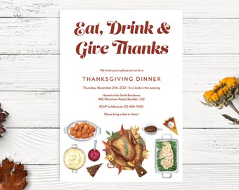Editable Friendsgiving Invitation Template Thanksgiving - Etsy