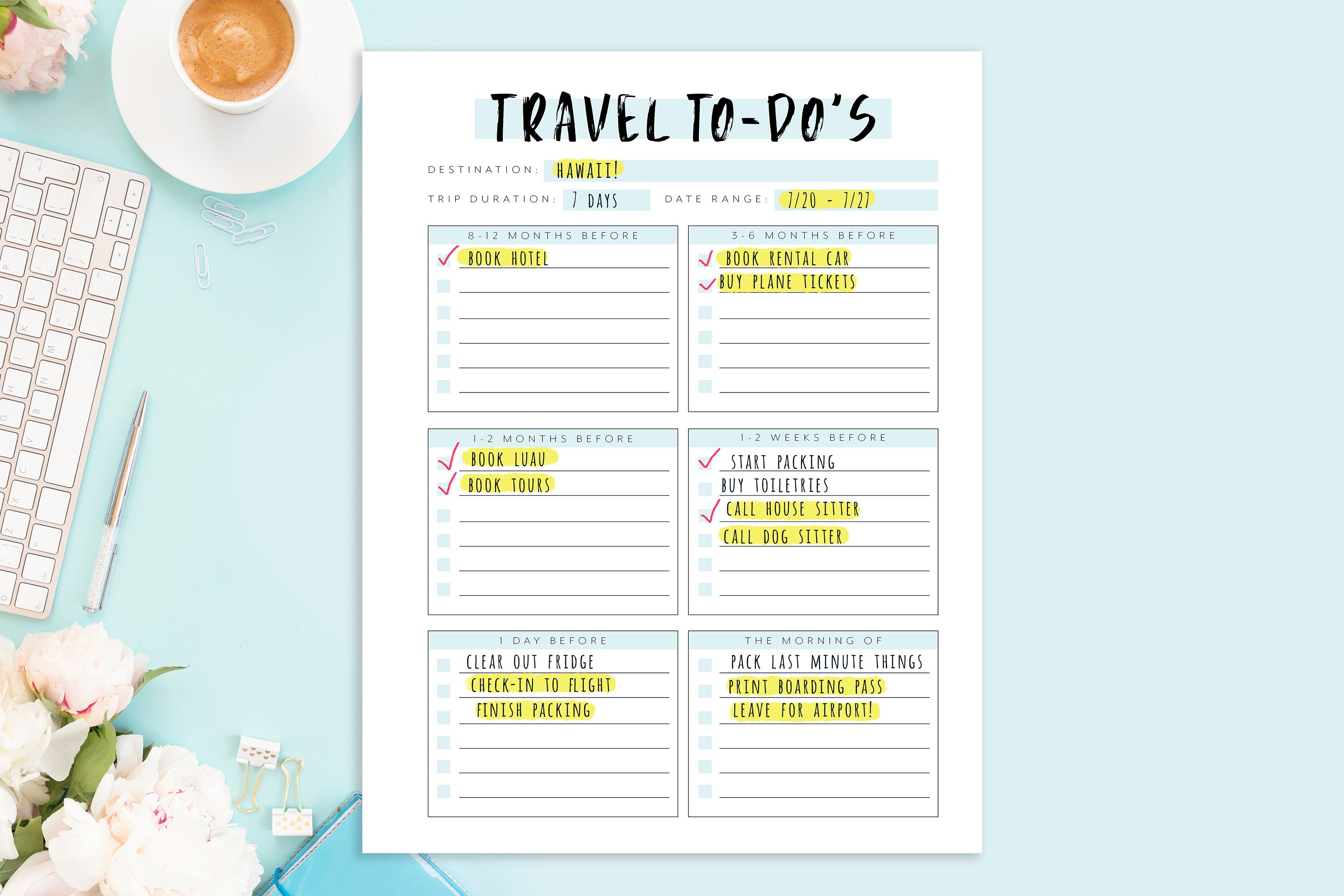Travel to Do List to Do List Planner Page Travel Checklist - Etsy