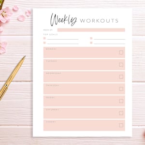 Weekly Workout Tracker Planner Page, Exercise Planner, Weekly Exercise ...
