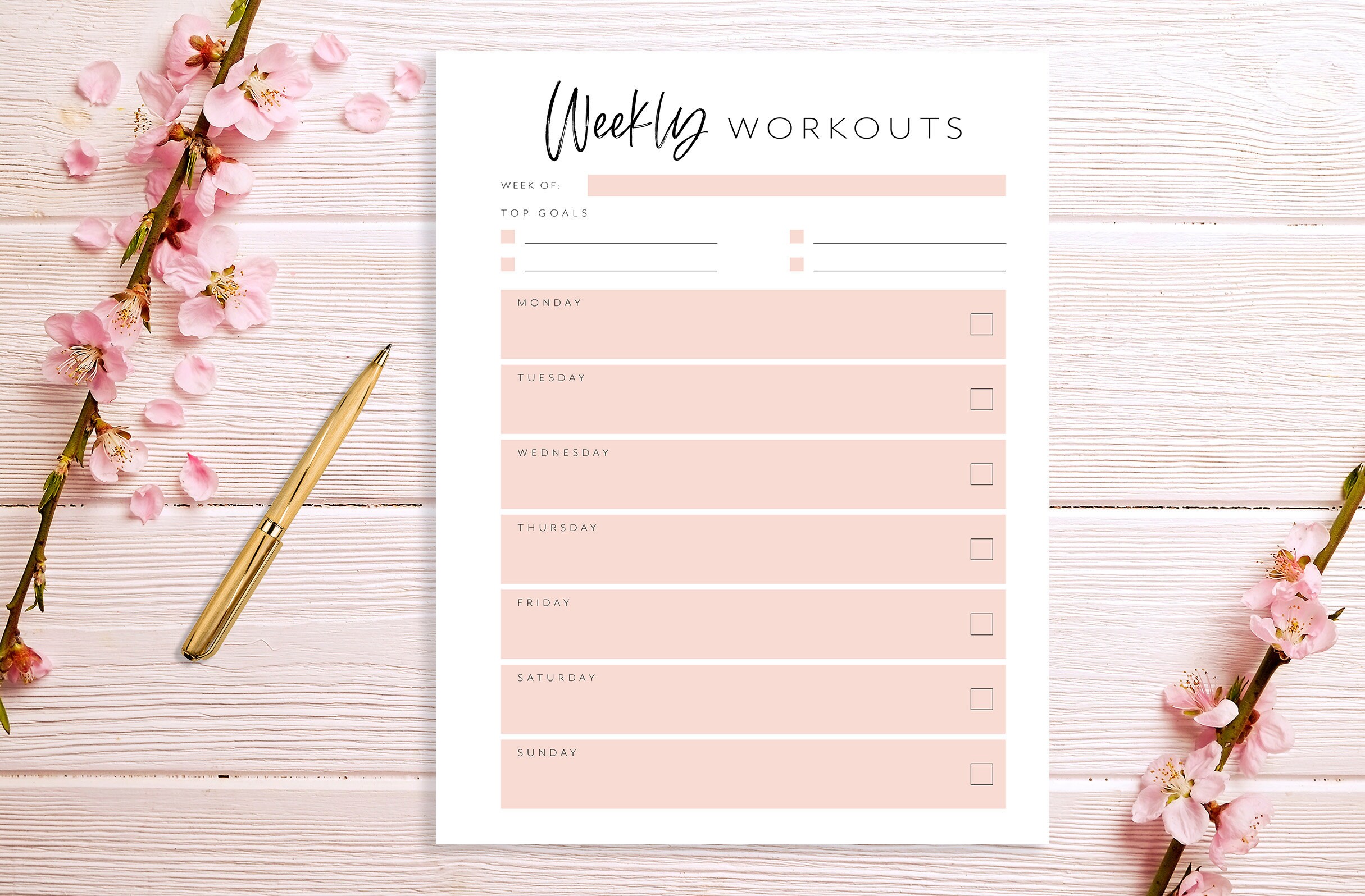 Weekly Workout Tracker Planner Page Exercise Planner Weekly - Etsy
