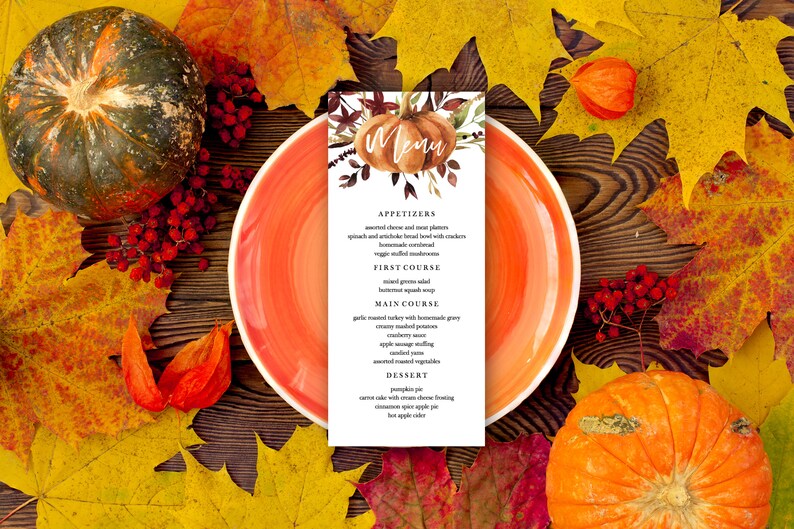 Thanksgiving Menu Template Thanksgiving Dinner Fall Menu - Etsy