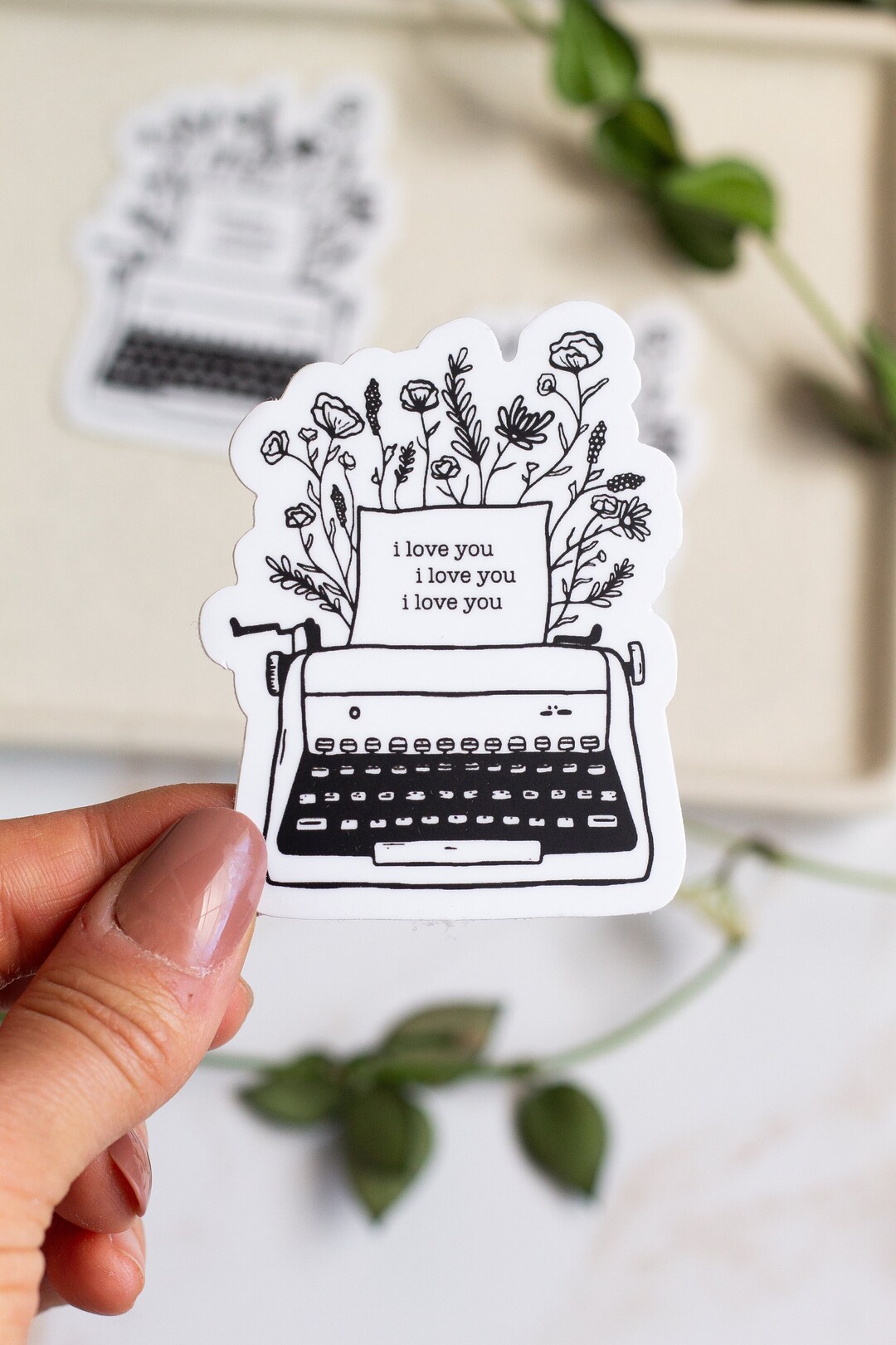 Floral Typewriter Sticker, the Tortured Poets Department Sticker ...