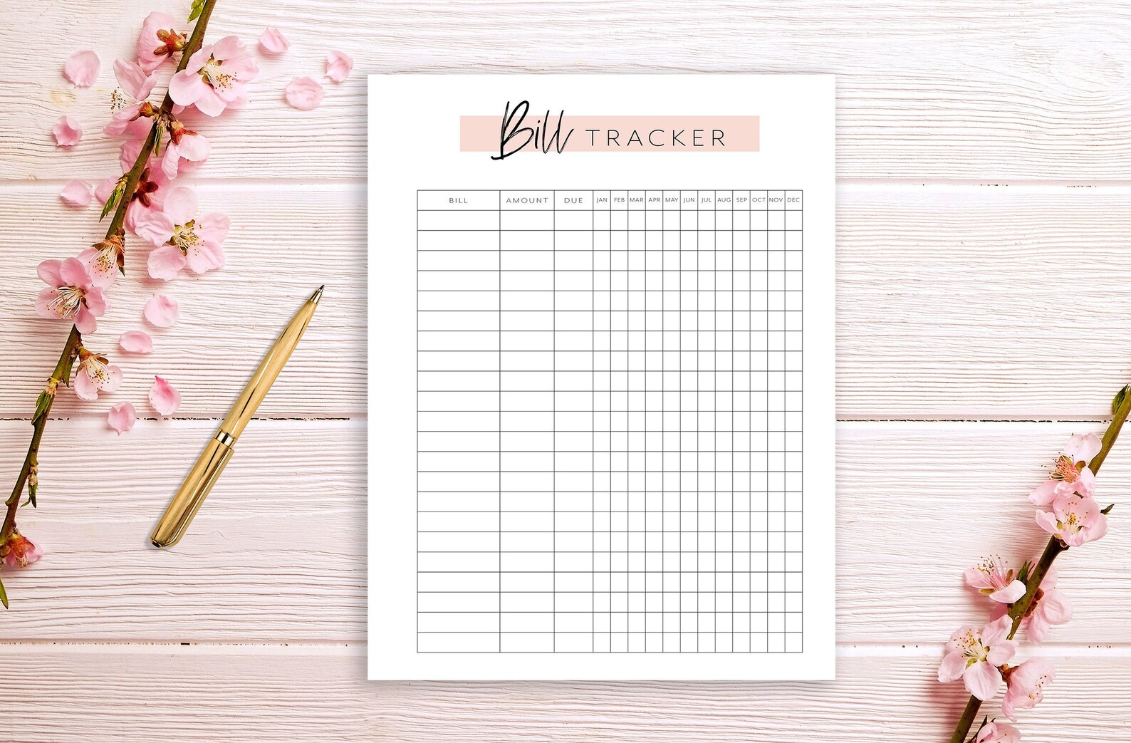 Printable Monthly Bill Tracker, Monthly Bill Tracker, Productivity ...