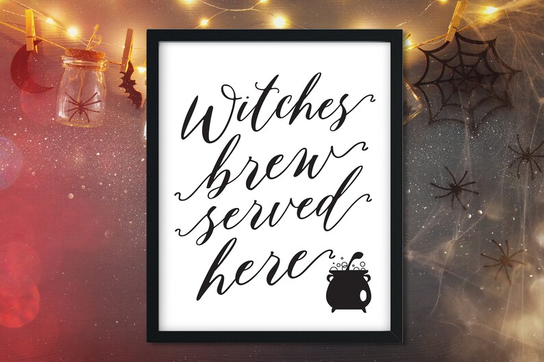 Witches Brew Sign, Halloween Printable Sign, Halloween Art Print, Fall ...
