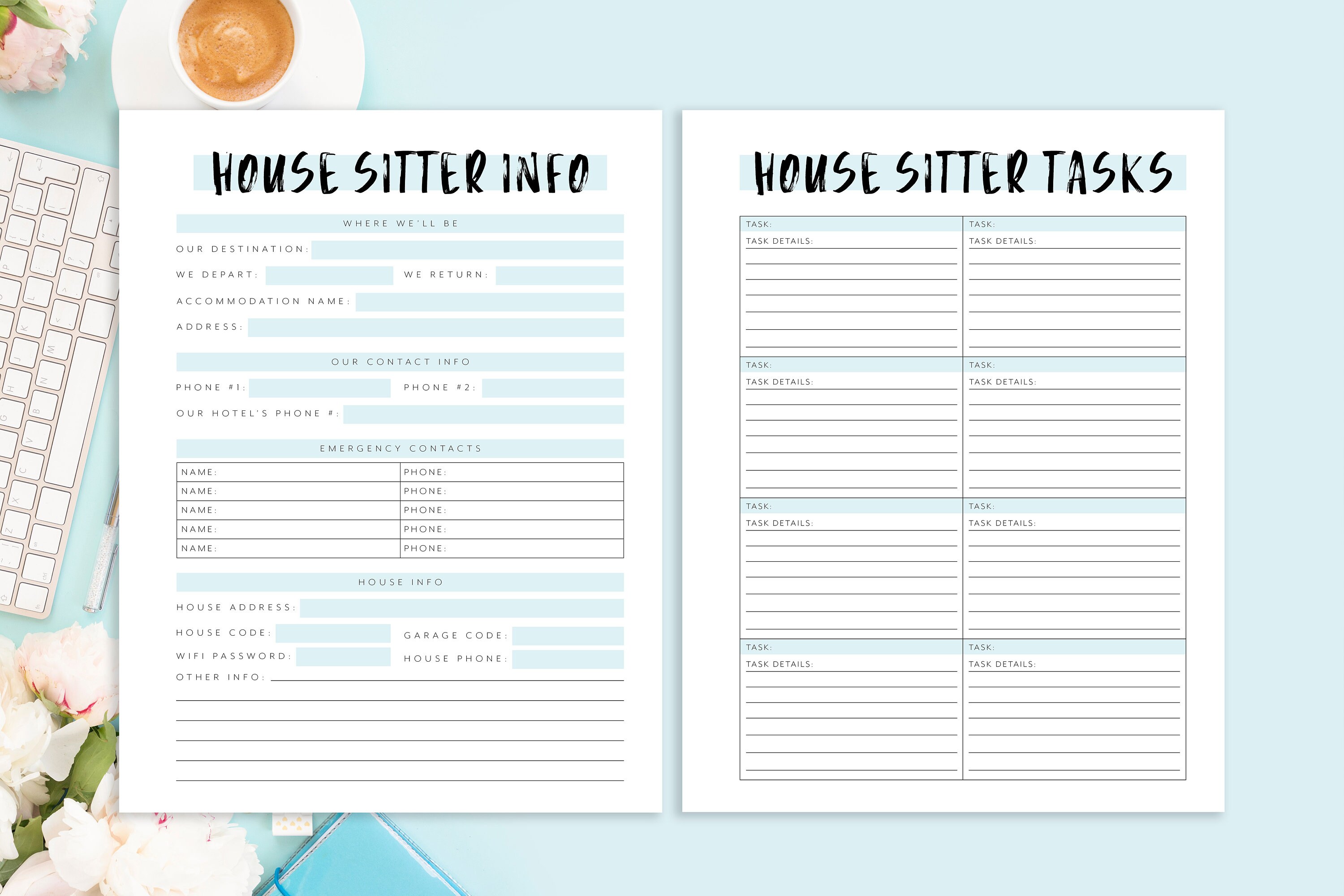 House Sitter Planner Page House Sitter Notes Page Trip | Etsy