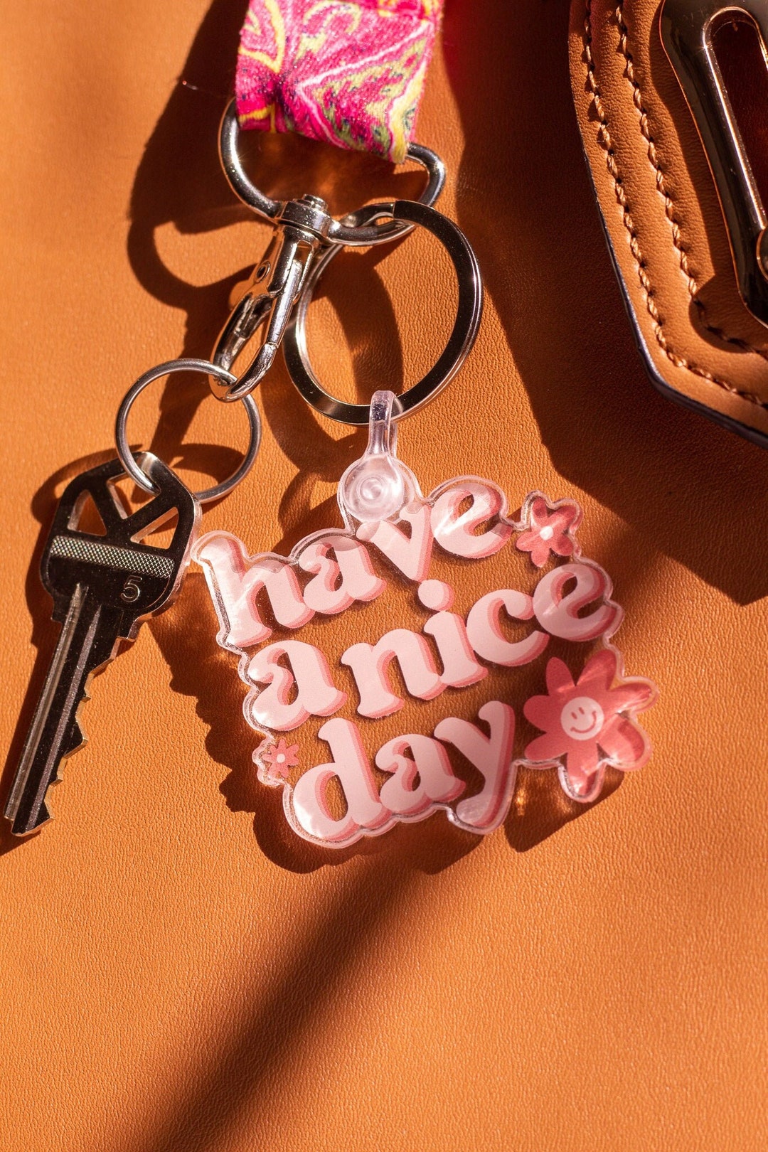 Have A Nice Day Keychain, Keychain Charm, Quote Keychain, Pink Keychain ...