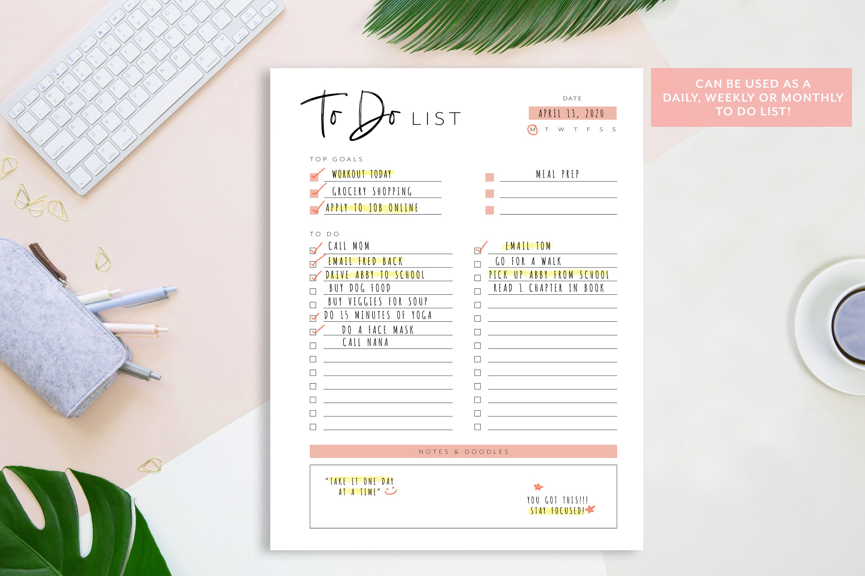 To Do List Printable To Do List Planner Page Productivity | Etsy