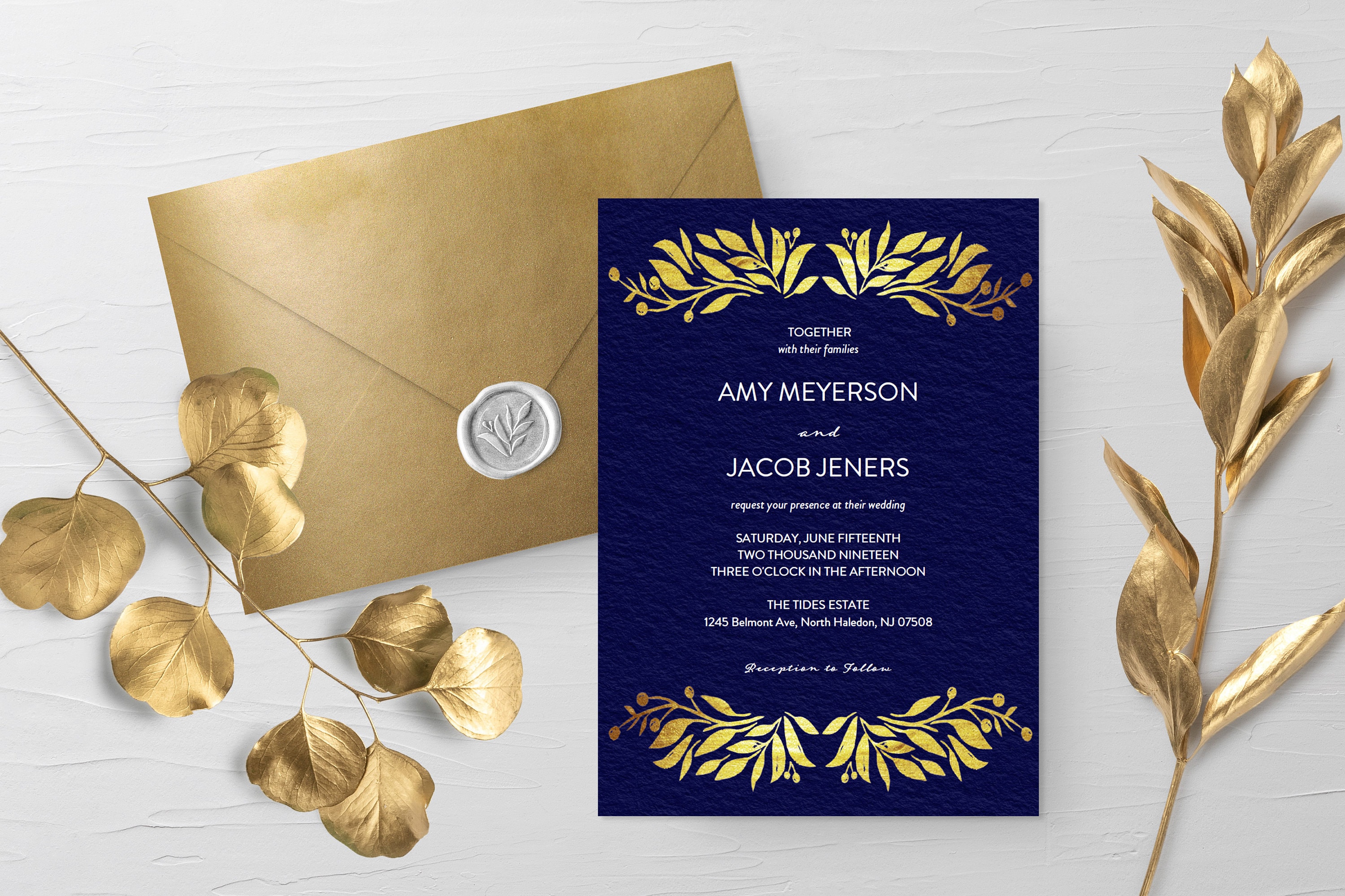 Navy Blue Wedding Invitation Wedding Invitation Template | Etsy